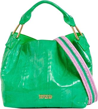 Essentiel Femme, Sacs, Vert, Taille: ONE Size Mini sac shopper en similicuir froiss&eacute;