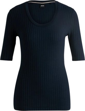 HUGO BOSS Effilie T-Shirt f&uuml;r Damen, gerippt (Dunkelblau)