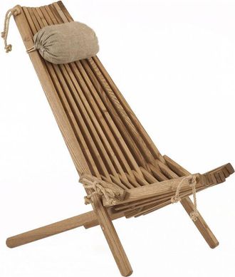 EcoFurn EcoFurn EcoChair Skandinavischer Gartenstuhl Holz Esche Braun mit Nackenkissen