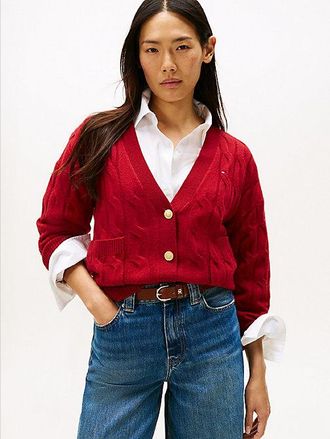 Tommy Hilfiger Cardigan oversize en laine torsadée col en V