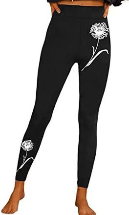 Generic Legging de sport pour femme - Style d&eacute;contract&eacute; et tendance - Pantalon de yoga - Imprim&eacute; floral, gris fonc&eacute;, XXL