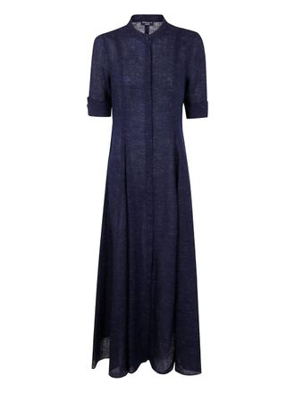 Emporio Armani robe en lin &agrave; coupe mi-longue - Bleu