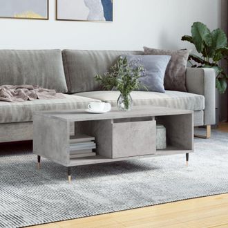 vidaXL Table basse Gris b&eacute;ton 90x50x36,5 cm Bois ding&eacute;nierie