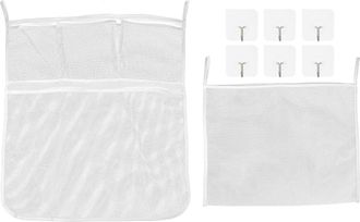 OSALADI Gro&szlig;er Faltbarer Netzbeutel f&uuml;r Badezimmer mit Saugnapfhaken Atmungsaktive Aufbewahrungstasche f&uuml;r Kinderspielzeug und Kleinigkeiten