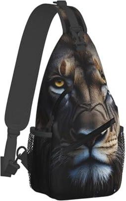 Generic R&eacute;glable Sacoche Bandouliere Peinture du Lion dEau Roi des Animaux Sac Bandouli&egrave;re Multifonction Sac &agrave; Dos Militaire pour Randonn&eacute;e Voyage Femme