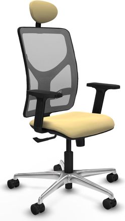 Piqueras y Crespo Stuhl mit Nackenst&uuml;tze, 2D-Arme, h&ouml;henverstellbare Lendenwirbelst&uuml;tze und festes Kopfteil, ausgestattet mit 3 Positionen und Schneidschaum, Grau/Creme