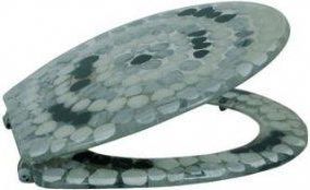 MSV 140307 WC-Sitz, MDF/Edelstahl, Kiesel-Motiv, 41 x 35 x 1,5 cm
