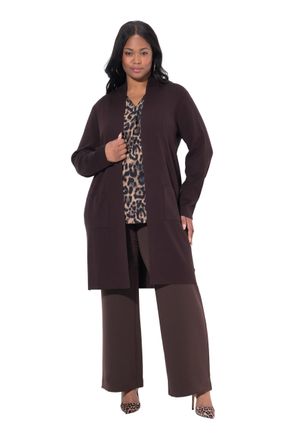 Ulla Popken Damen gro&szlig;e Gr&ouml;&szlig;en &Uuml;bergr&ouml;&szlig;en Plus Size Strickjacke, Lange, offene Form, weicher Feinstrick