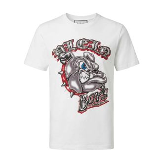 Philipp Plein Jersey T-Shirt Bulldog - - Tops - Herren - Wei&szlig; - L