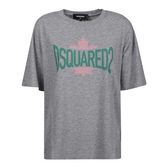 Dsquared2 Femme, Tops, Gris, Taille: 38 FR T-Shirt Feuille Gris Chiné
