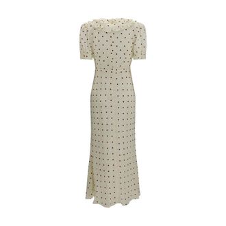 Alessandra Rich Polka-Dot Silk Dress - Beige