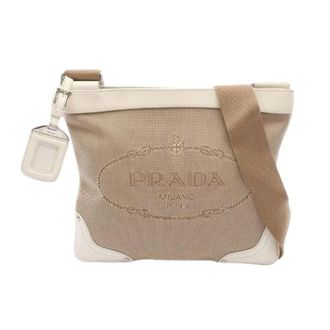 Prada Pre-owned Logo Jacquard Canvas Leather Shoulder Bag - - Pre-owned - Damen - Beige - ONE SIZE