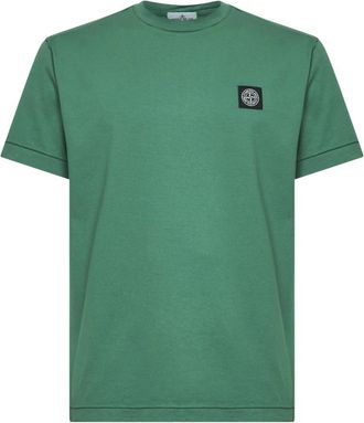 Stone Island Homme, Tops, Vert, Taille: XL T-shirt slim avec &eacute;cusson Compass
