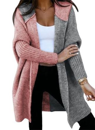 Generic Tenues dautomne 2025 pour femmes - Ouvert sur le devant et manches longues - Cardigan en tricot - Manteau dextérieur ample pour lhiver, rose, XL