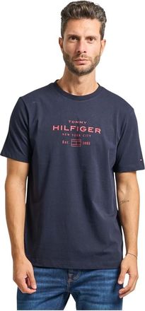 Tommy Hilfiger Homme, Tops, Bleu, Taille: 2XL Graphic Logo Crew Neck T-Shirt