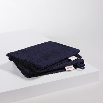 s.Oliver 4 TLG Waschhandschuh Set - 100% Baumwolle, 600 g/m&sup2;, weich & angenehm, 4X Waschlappen dunkeblau