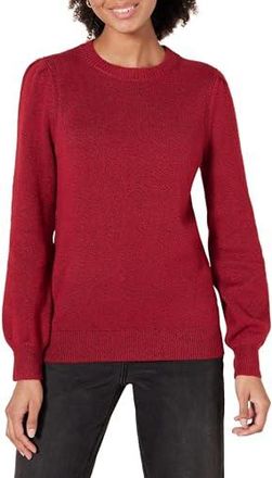 Amazon Essentials Pull Ras du Cou à Épaules Plissées Doux Au Toucher Femme, Rouge Foncé, XXL