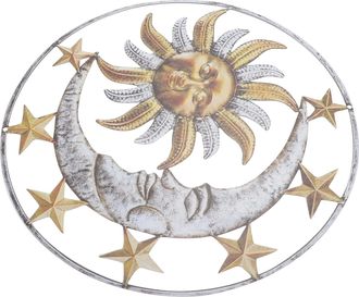 Artibetter Metall wanddekoration Sonne Mond Buntes Wandornament für Innen und Außen Lebendige Garten Balkon deko Kreative Wandkunst Vielseitig für Wohnzimmer Ter