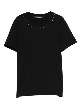 Karl Lagerfeld t-shirt &agrave; d&eacute;tails de clous - Noir