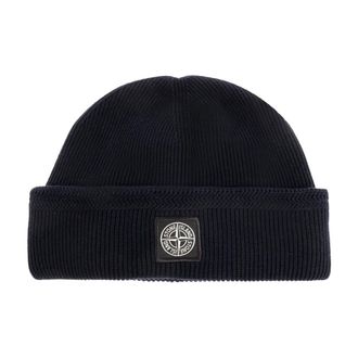 Stone Island Homme, Accessoires, Bleu, Taille: ONE Size Bonnet avec &Eacute;cusson Logo Boussole