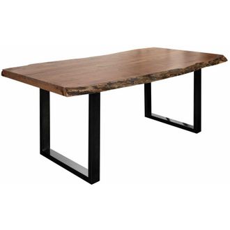 Massivmoebel24 Table &agrave; manger 200x100 Acacia laqu&eacute; Bois naturel / Anthracite laqu&eacute; freeform 5