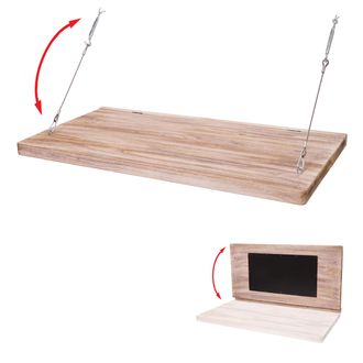 Mendler Wandtisch HWC-H48, Wandklapptisch Wandregal Tisch mit Tafel, klappbar Massiv-Holz - 120x60cm