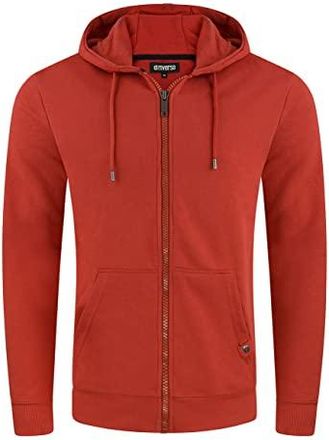 Riverso Veste &agrave; Capuche RIVNils - pour Homme - avec Fermeture &eacute;clair - en Coton - Couleur Unie - Gris - Marron - Vert - Rouge - Bleu - Noir - S M L XL 2XL 3XL