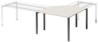 Bisley Cito Verkettungsplatte, 650-850 mm h&ouml;heneinstellbares U-Gestell, 5-Eck, Anschlu&szlig;breite 800 mm beidseitig, Metall, Gw396 Dekor Grauwei&szlig;, Gestell Anthra