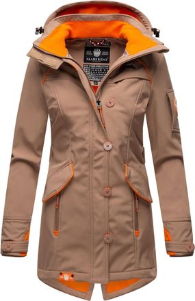 Marikoo Damen Softshelljacke mit Kapuze Funktionsjacke &Uuml;bergangsjacke Windbreaker B921 [B921 - Taupe Grau Gr&ouml;&szlig;e M - Gr. 38]