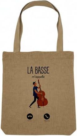 Fabulous Sac Shopping Tote Bag Aspect Lin - La Basse MAppelle Musique Passion - Sac de Courses Toile Epaisse 360g Beige Naturel Cabas Port&eacute; Epaule Solide Impri