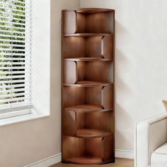 Generic 6-st&ouml;ckiges Eckregal, Freistehendes Eckbuchregal aus Holz, Dreieckiger Aufbewahrungsschrank, Offene Vitrinen f&uuml;r Wohnzimmer, Arbeitszimmer und B&uuml;ro 40