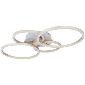 Globo Lighting Plafonnier led lampe de salon anneaux modernes plafonnier led r&eacute;glable argent, m&eacute;tal plastique, 1x 40W 1960lm 3000K, LxlxH 65,5x40,6x7,5 cm