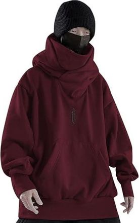 Generic Surdimensionn&eacute; Streetwear Ninja Pull &agrave; capuche Hip Hop &agrave; manches longues d&eacute;contract&eacute; &agrave; col roul&eacute; Pull &agrave; capuche &agrave; double encolure Sweat &agrave; capuche Tech