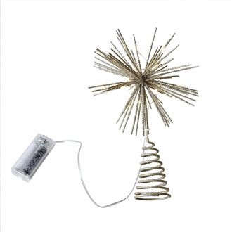 Loberon LED-Weihnachtsbaumspitze Quérillane, 20 Warmweiße LEDs, Batteriebetrieben, Christbaumspitze, Weihnachtsdekoration, Weihnachten, Eisen, Kupfer, Gold