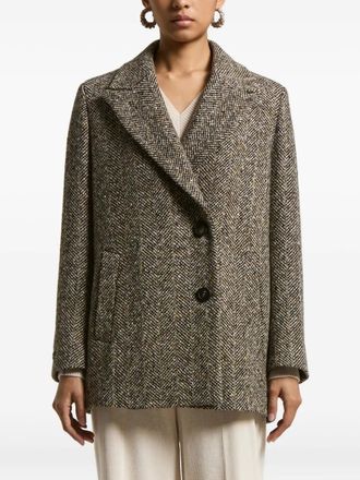 PESERICO manteau en tweed à chevrons - Marron