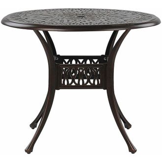 Beliani Beliani - Gartentisch dunkelbraun Aluminium runde Form Bistro Retro-Optik