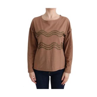 John Galliano Brauner Baumwollpullover mit Nieten - - Tops - Damen - Braun - S