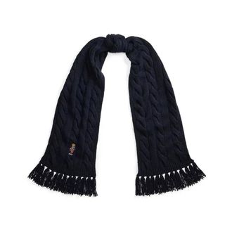Polo Ralph Lauren &Eacute;charpe en maille torsad&eacute;e Bear - Femme - Accessoires - Bleu - Taille: ONE Size
