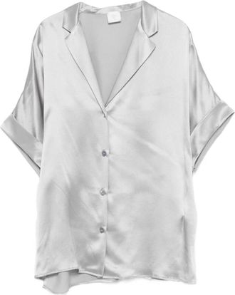 Eleventy Femme, Blouses et Chemises, Gris, Taille: 46 FR Chemise &agrave; Manches Courtes Boutonn&eacute;e sur le Devant