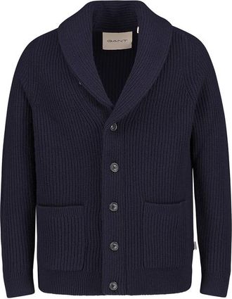 GANT Herren Pullover blau Lammwolle unifarben