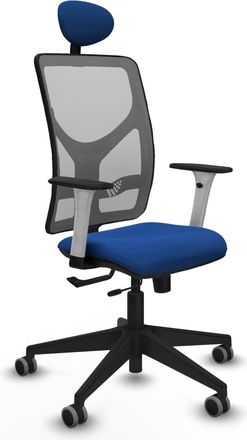 Piqueras y Crespo Schreibtischstuhl mit Rollen aus Silikon, mit wei&szlig;en und schwarzen Armlehnen, h&ouml;henverstellbare Lendenwirbelst&uuml;tze und festes Kopfteil, ausgestattet m