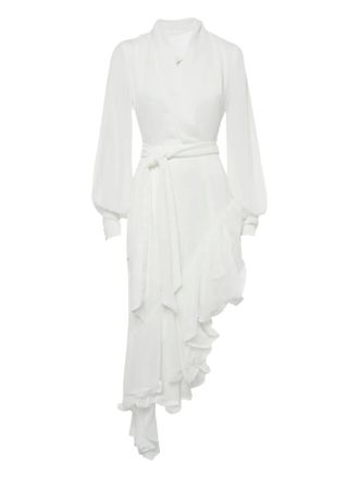Elliatt Ger&uuml;schtes Midikleid mit asymmetrischem Saum - Wei&szlig;