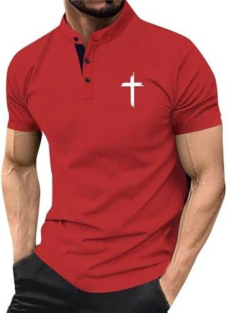 Generic Haut basique classique pour homme, v&ecirc;tement de travail d&eacute;contract&eacute;, polo vintage &agrave; boutons, chemise l&eacute;g&egrave;re et respirante, tunique de vacances, Y, 3XL