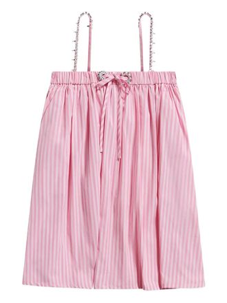 Area robe rayée à ornements en cristal - Rose