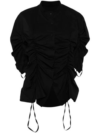 BESFXXK chemise froncée à col italien - Noir