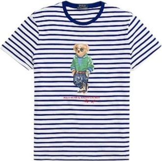 Polo Ralph Lauren Homme, Tops, Bleu, Taille: 2XS Striped Polo Bear T-Shirt