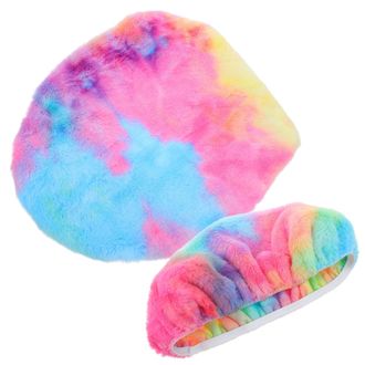 BESPORTBLE VALICLUD Weicher Pl&uuml;sch Toilettensitzbezug und Sp&uuml;lkastenschutz Satz Universell Passend 43 60cm Farbiges Batikmuster Dekorative Wc Deckelauflage f&uuml;r G