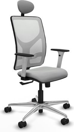 Piqueras y Crespo Isomalla Motilla Stuhl mit wei&szlig;en und schwarzen Armlehnen, h&ouml;henverstellbare Lendenwirbelst&uuml;tze und festes Kopfteil, ausgestattet mit 3 Positionen, We