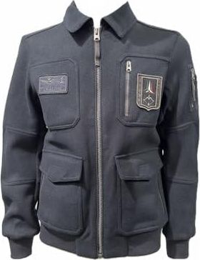 Aeronautica Veste Pilot AM1380 pour homme, veste mixte polyamide, viscose et laine, fl&egrave;ches tricolores, 08395 Bleu, L