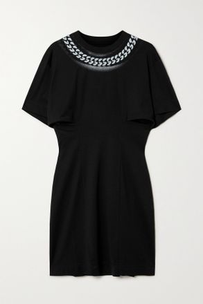 Givenchy Minikleid Aus Baumwoll-jersey Mit Print Und Cut-outs - Schwarz